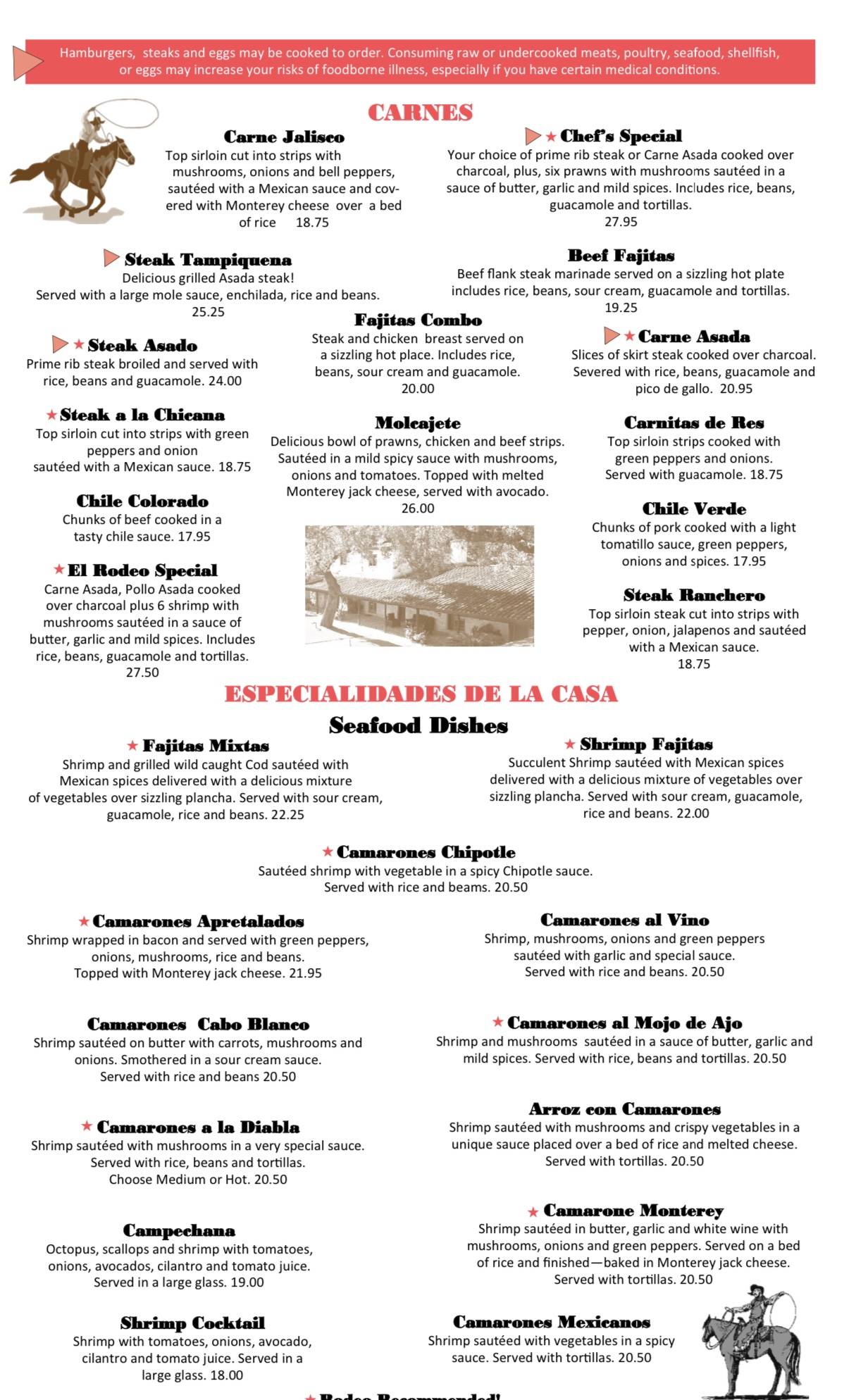 Menu at El Rodeo restaurant, Cheney
