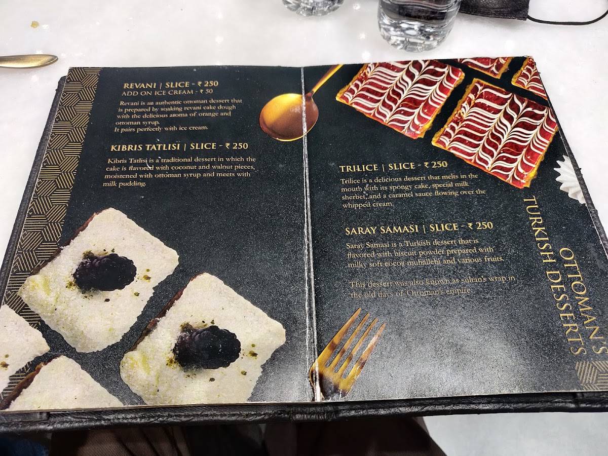 Menu at Ottoman’s Turkish Baklava & Künefe, Chennai