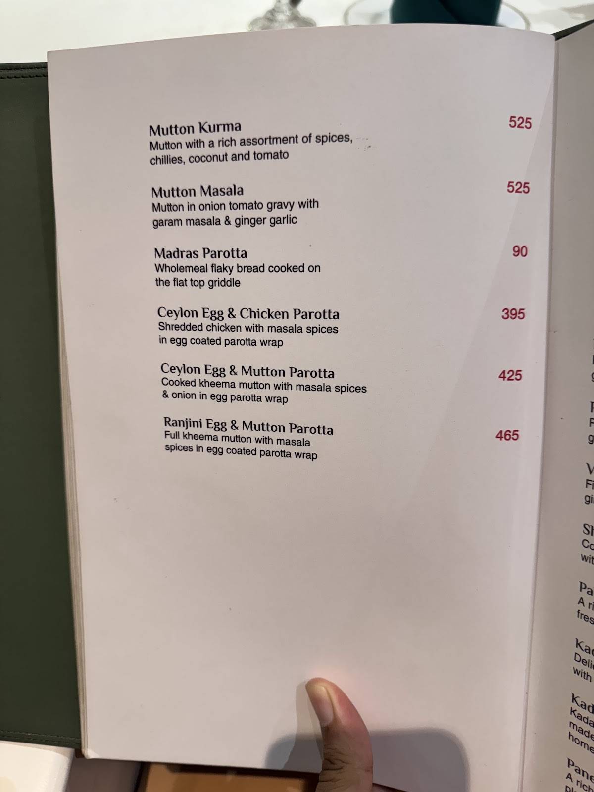 Menu at The Mughal - Palatial Dining, Chennai