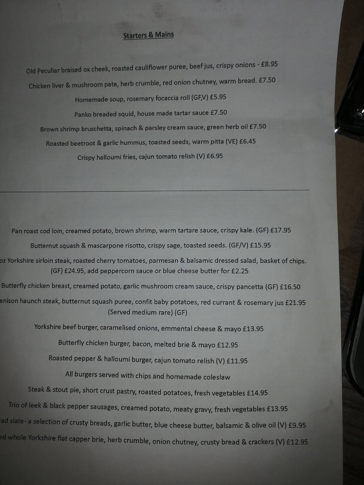 Menu at The Chequers Inn pub & bar, Micklefield, South Milford