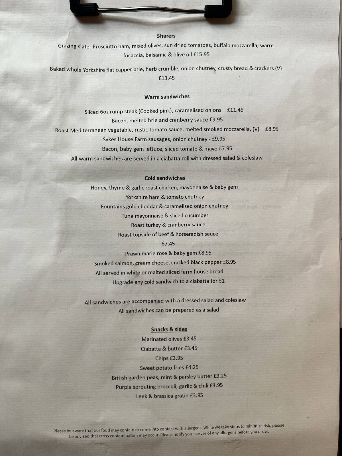 Menu at The Chequers Inn pub & bar, Micklefield, South Milford
