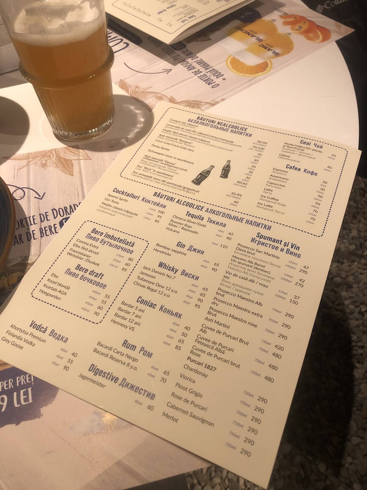 Menu at Chernomorka, Chisinau, Chișinău 2012