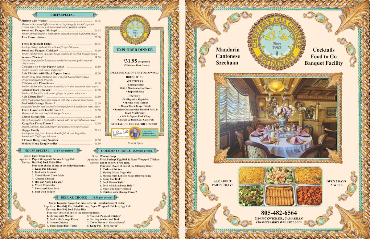 Menu at Chester's Asia Chinese Restaurant, Camarillo