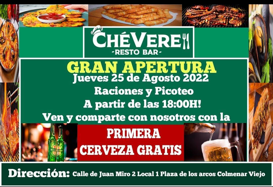 Carta del restaurante Chevere, Colmenar Viejo