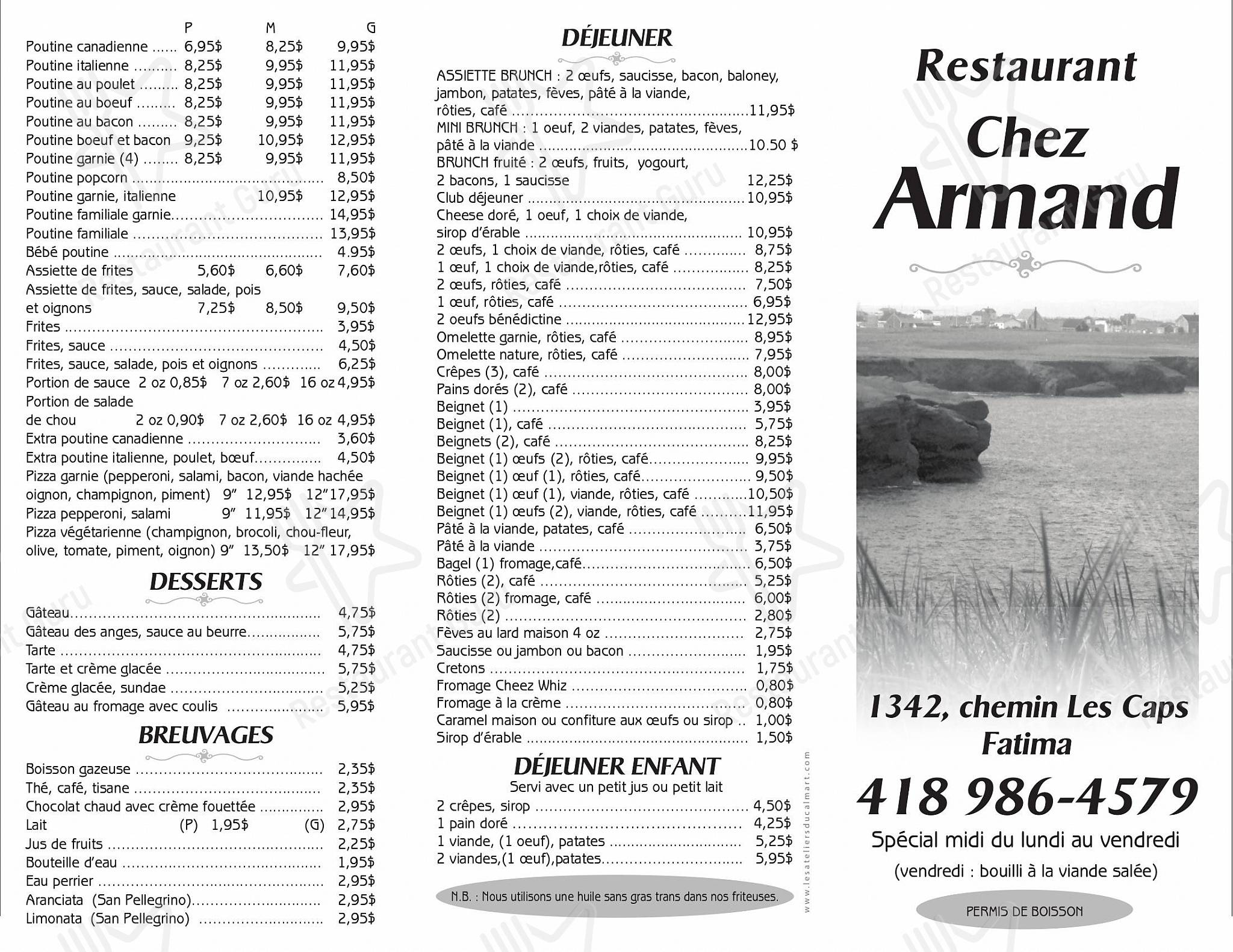 Menu at Restaurant Chez Armand - Pirates Burgers, Fatima