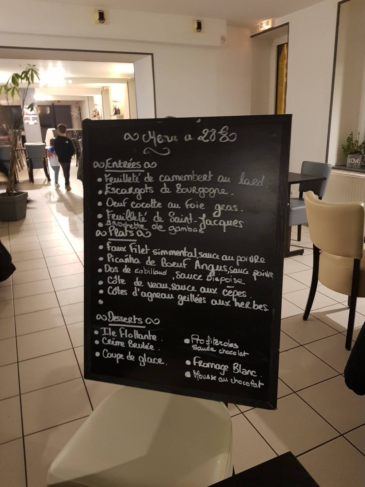 Menu au Chez david restaurant, Bouzonville-aux-Bois