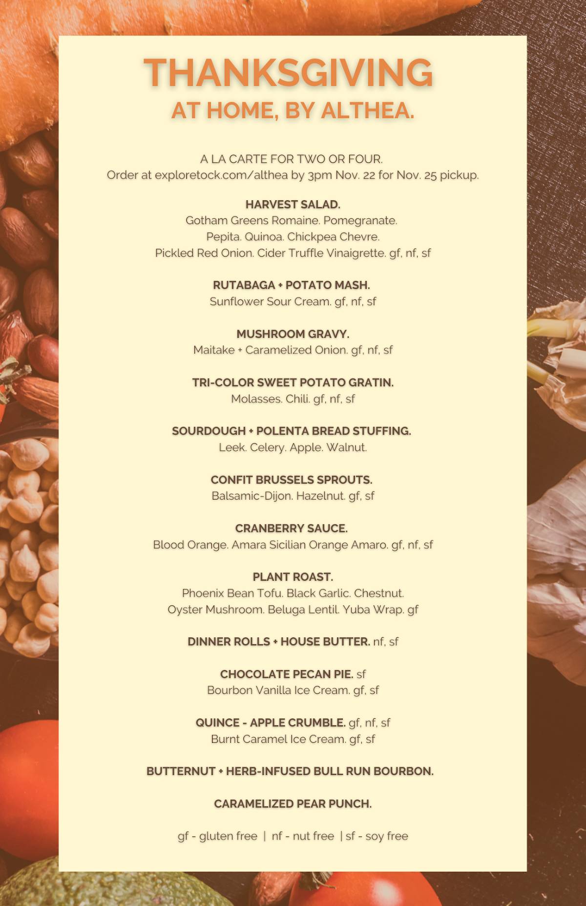 Menu at ALTHEA restaurant, Chicago