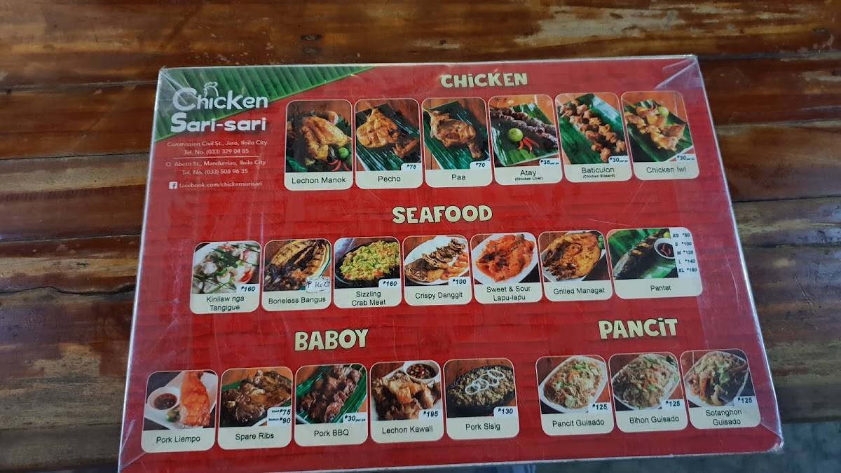 Menu at Chicken Sari-Sari Restaurant, Iloilo City, 50a Commission Civil St