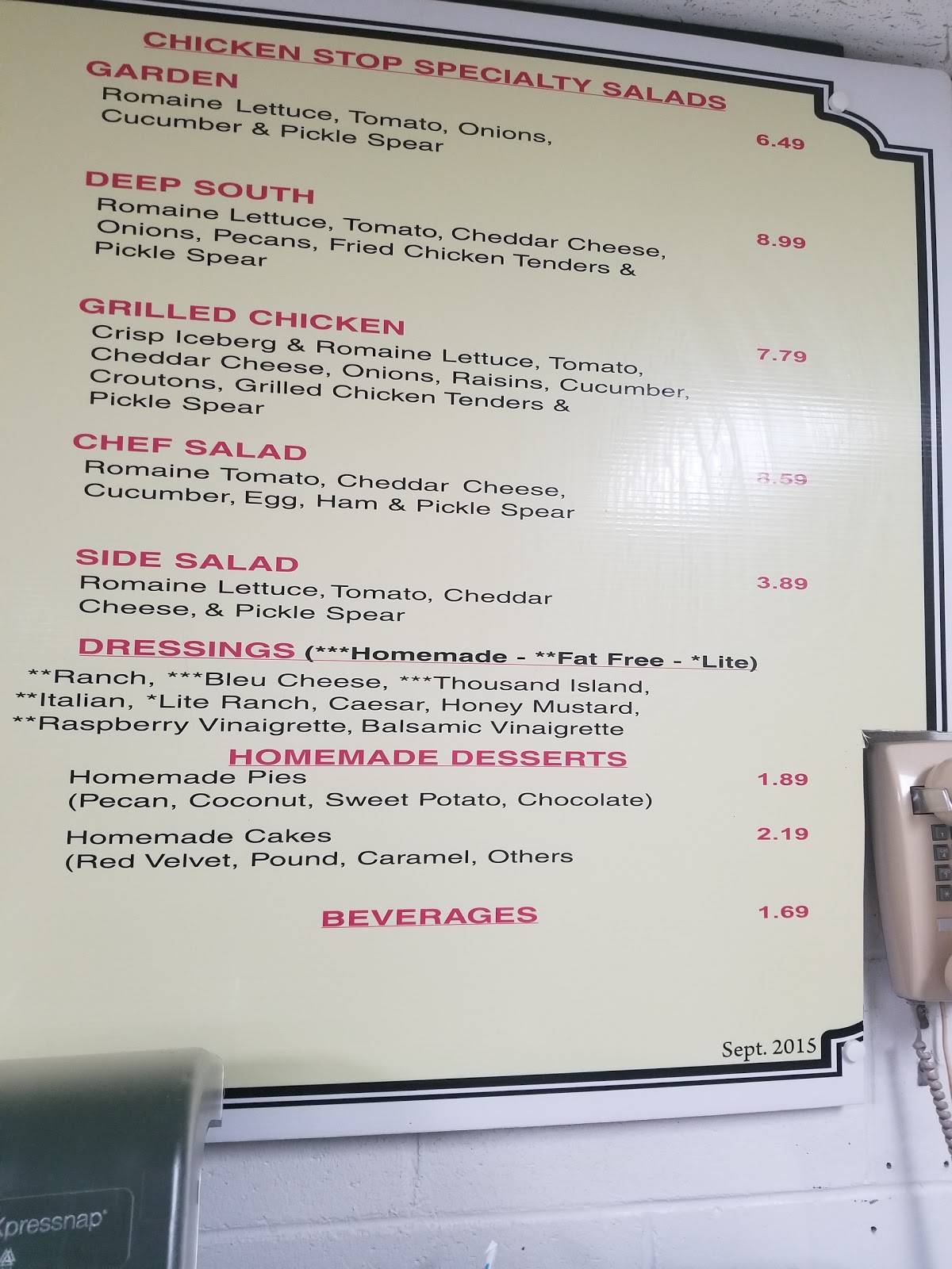 Menu at Chicken Stop Inc restaurant, Lanett, S Phillips Rd