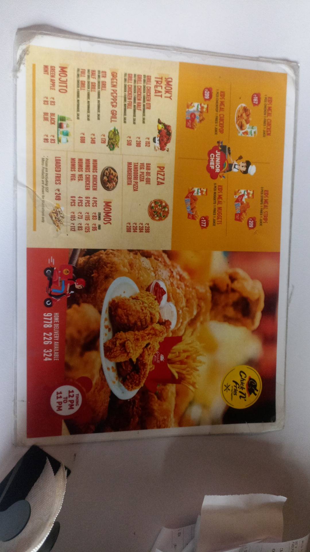 Menu at Chick n' Fries, Pampady