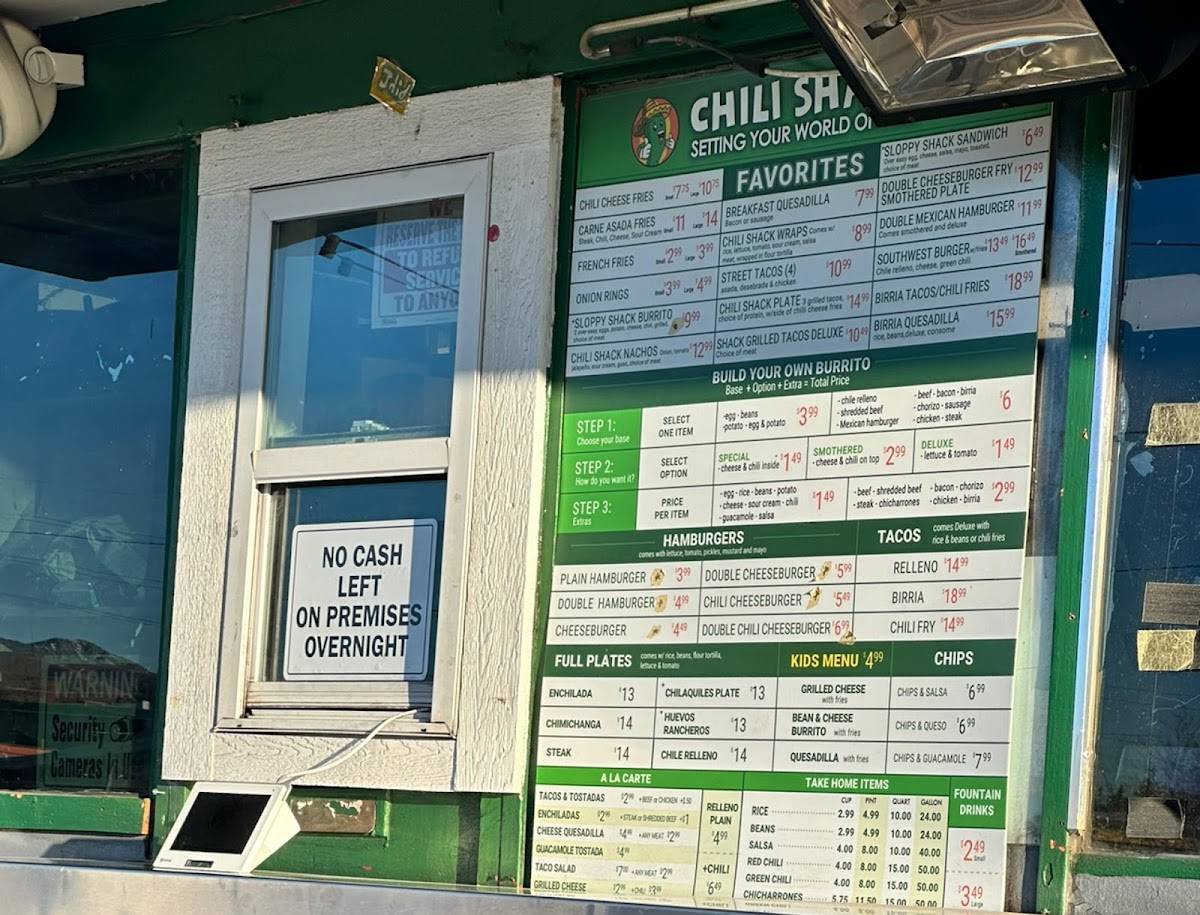 Menu at Chili-Shack Lakewood restaurant, Lakewood