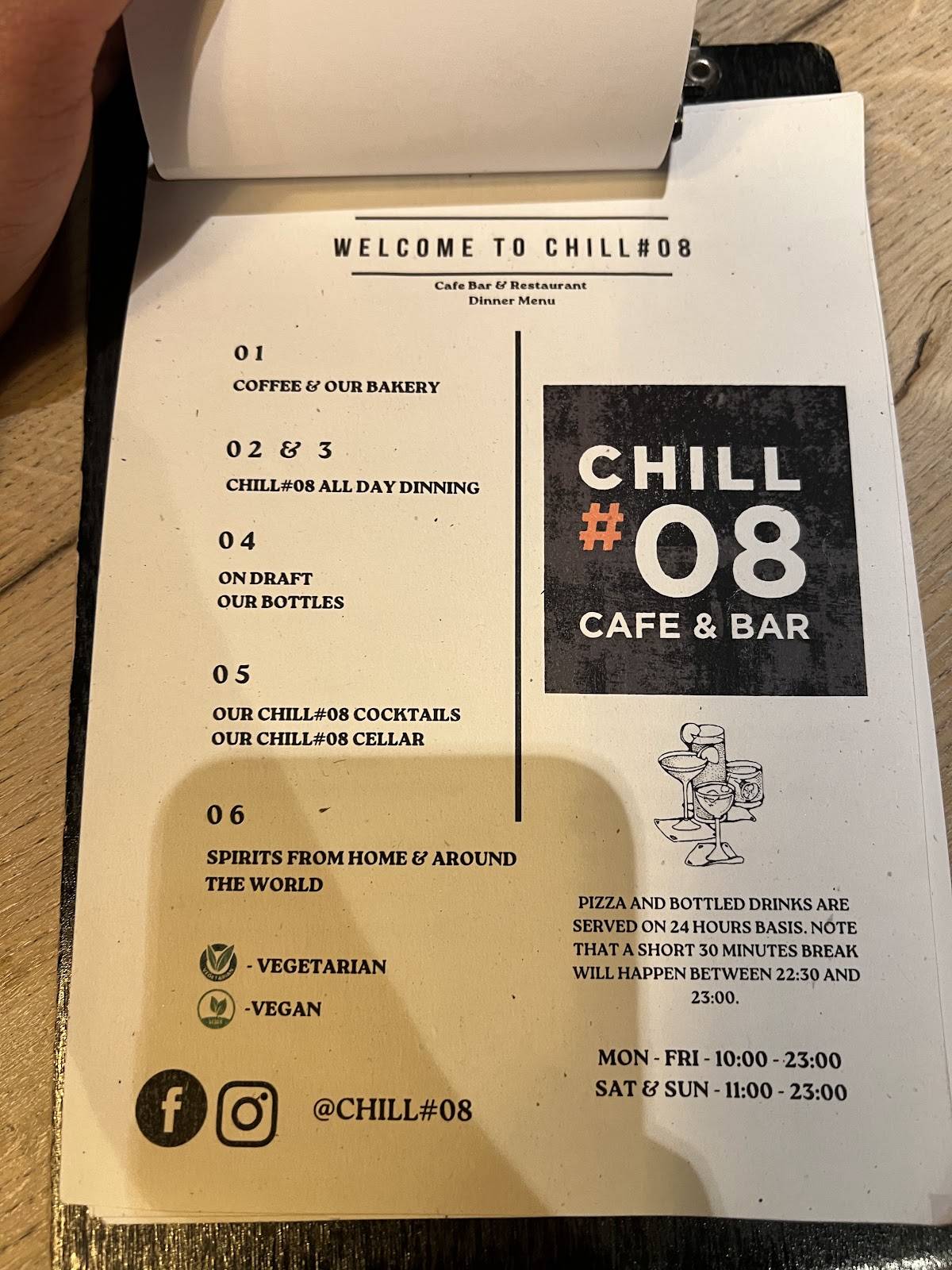 Menu at Chill #08 cafe, London