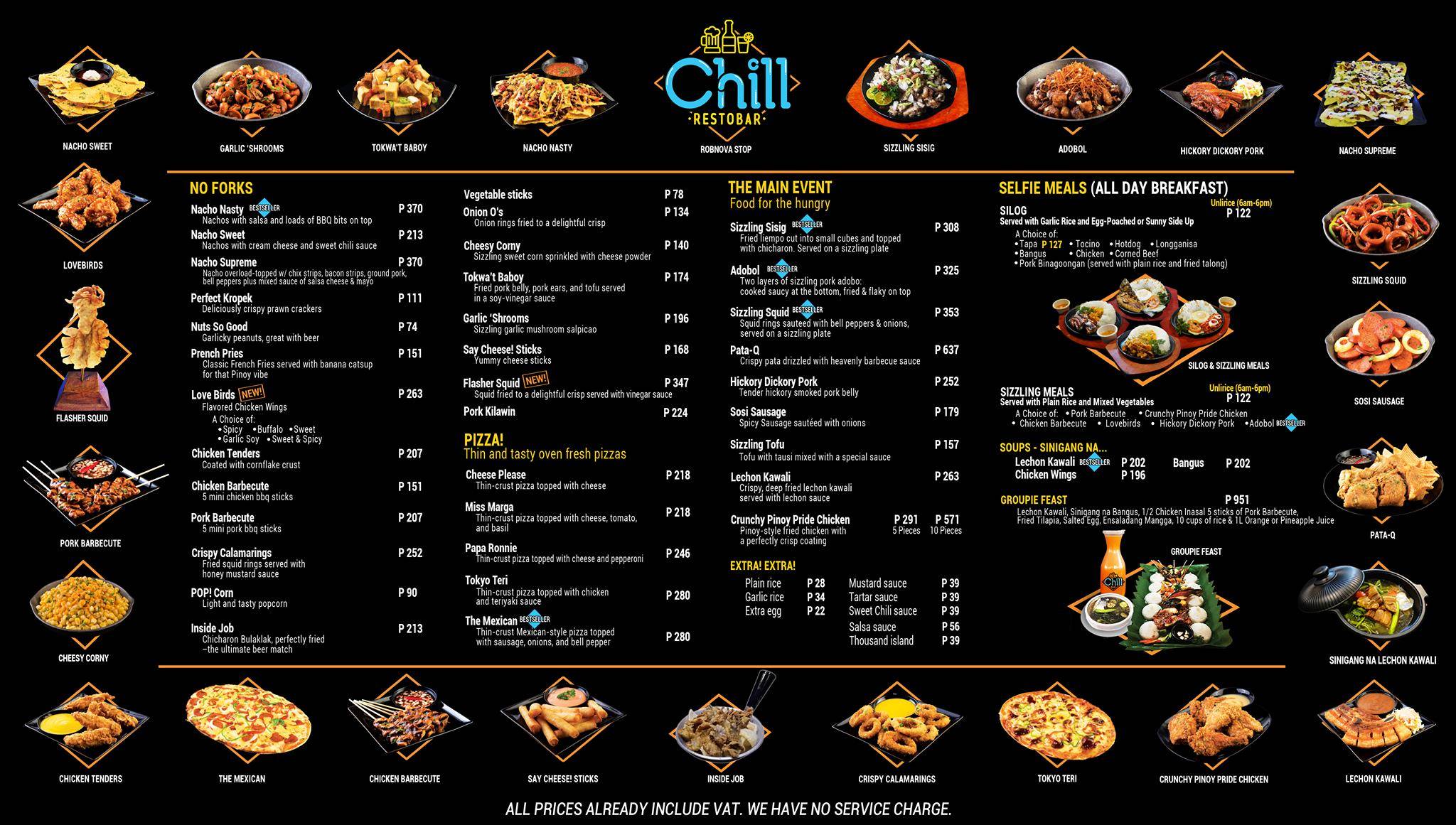 Carta de Chill Bar Novaliches - Robinsons Novaliches, Ciudad Quezon