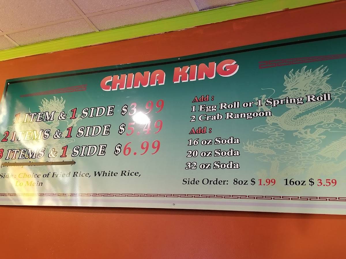 Menu at China King restaurant, Morrow, Mt Zion Rd