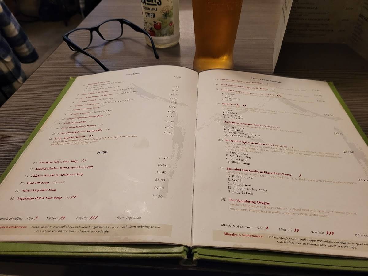 Menu at China Lodge restaurant, Kidderminster