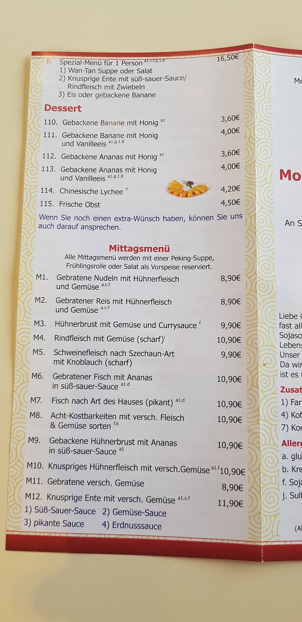 Speisekarte von China Restaurant Mr.Wu, Goslar