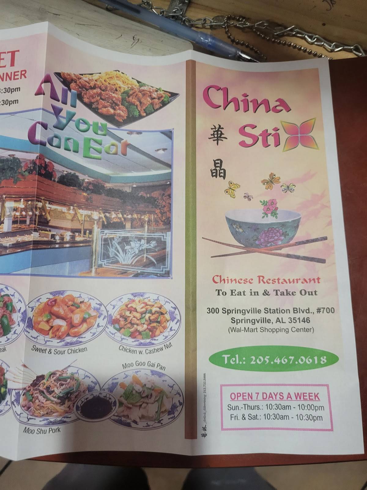 Menu at China Stix restaurant, Springville