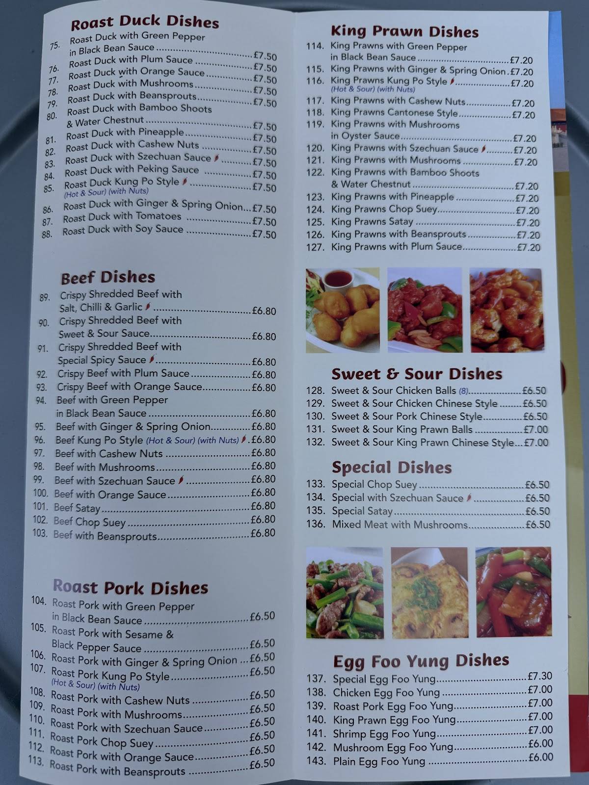 Menu at China Town restaurant, Alcester