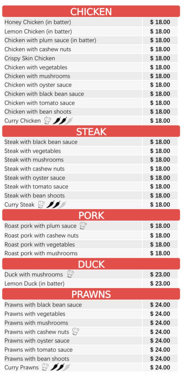 Menu At Chinaman Restaurant Wandin North