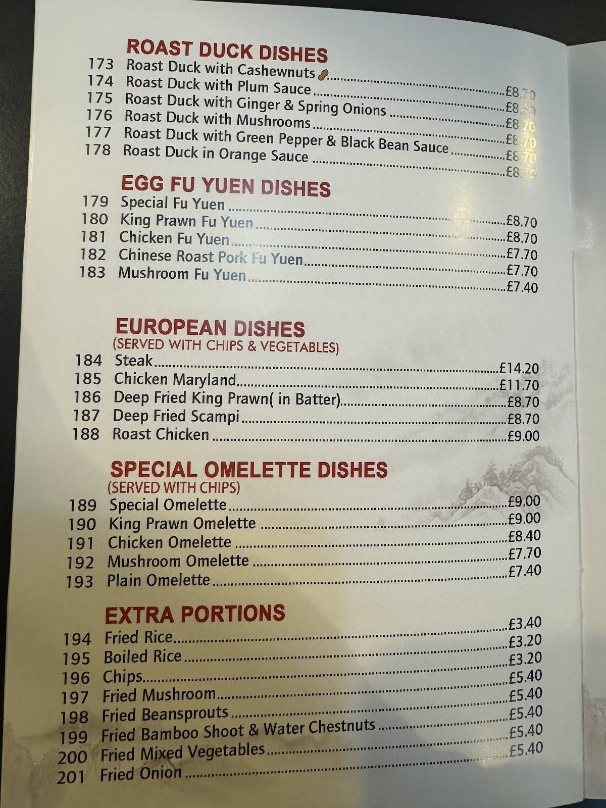 Menu at Chinese Village Restaurant, Callander, Callander, 10 Leny Rd