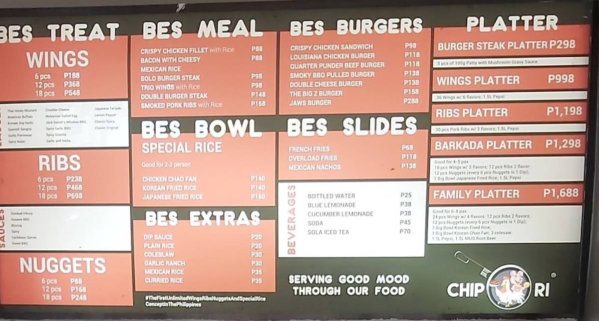 Menu at Chipori Marikina (Main Branch) restaurant, Marikina