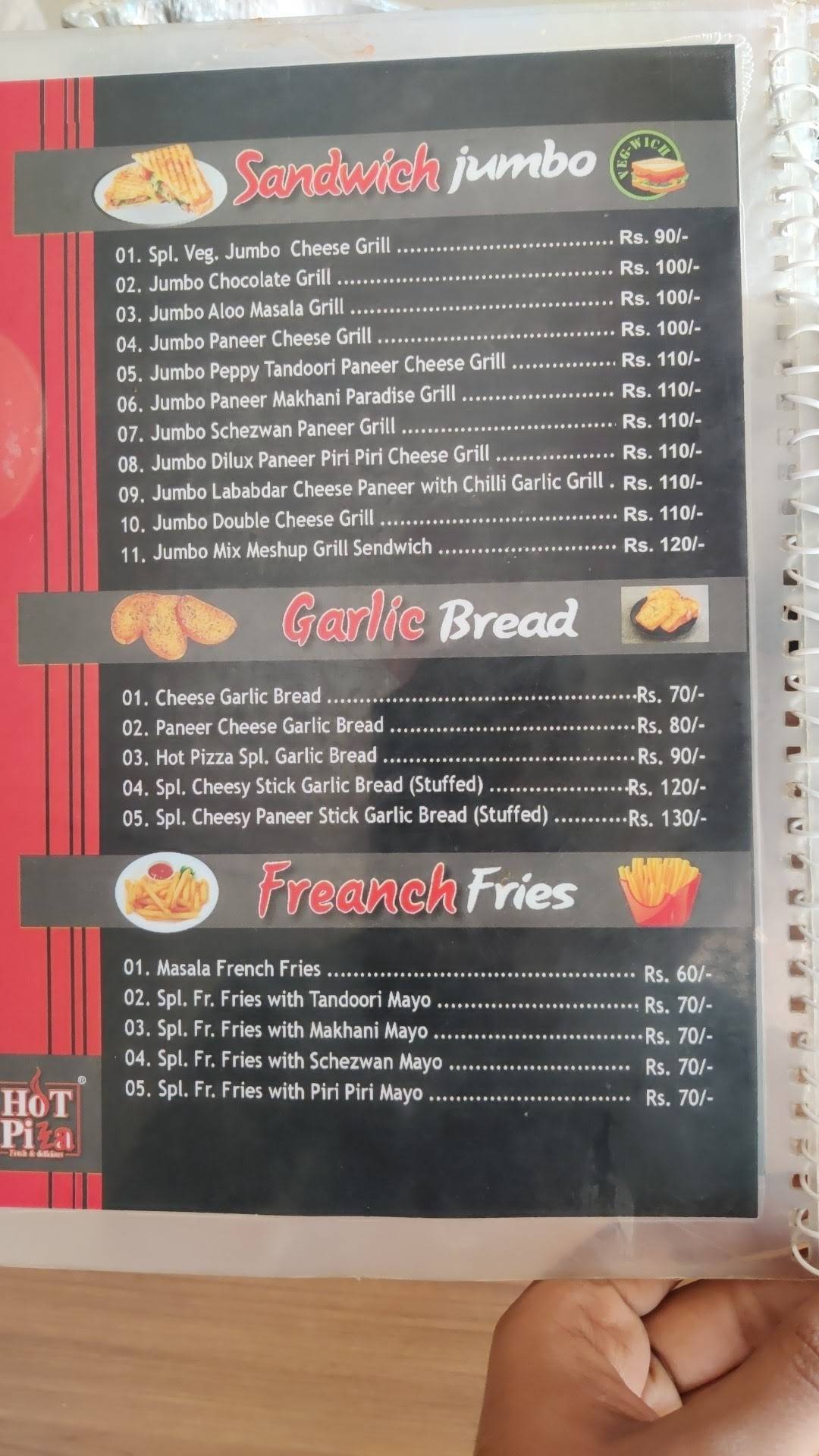 Menu at Hot Pizza, Chittorgarh