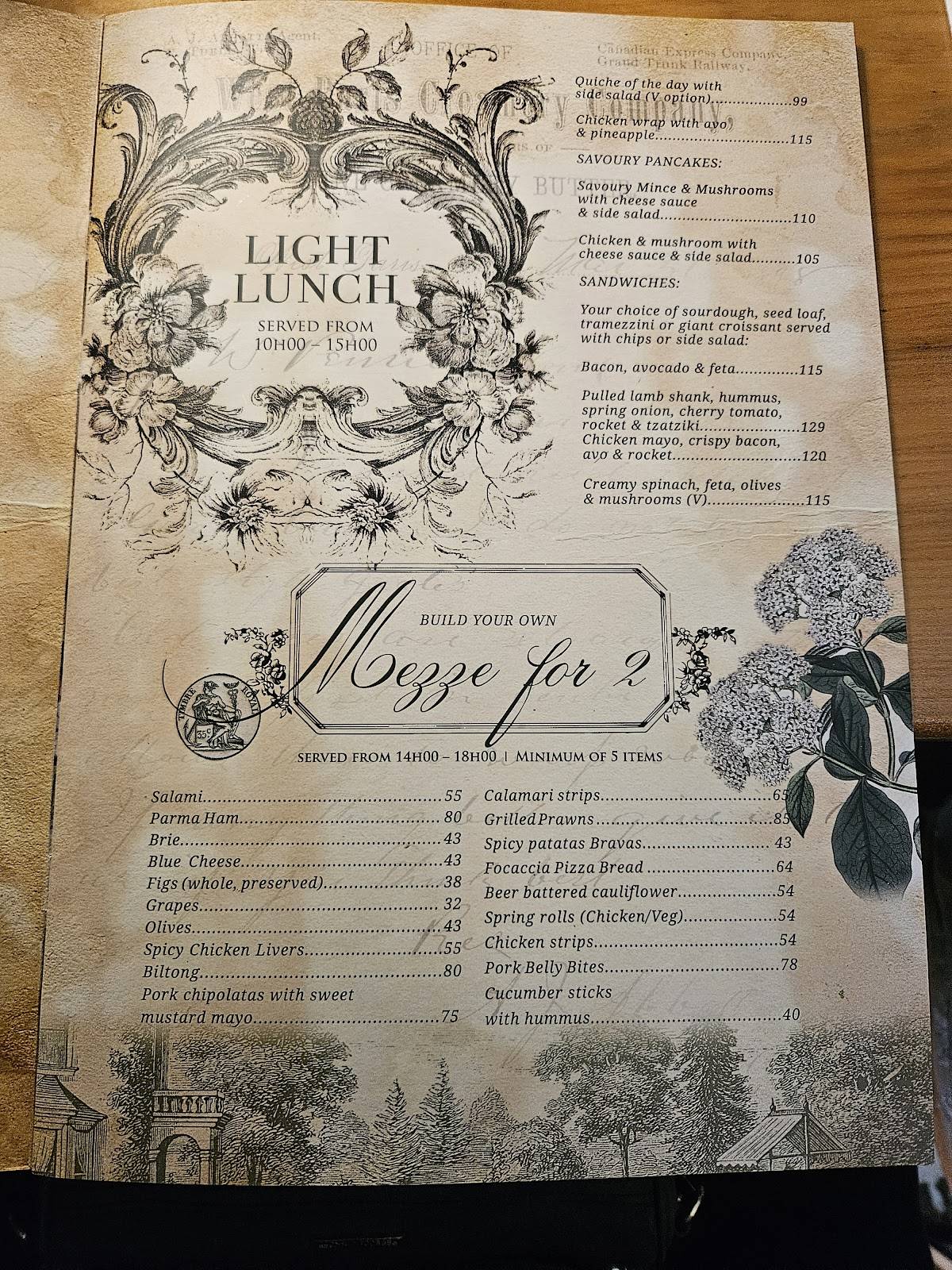 Menu at Chocolat Bistro restaurant, Cape Town