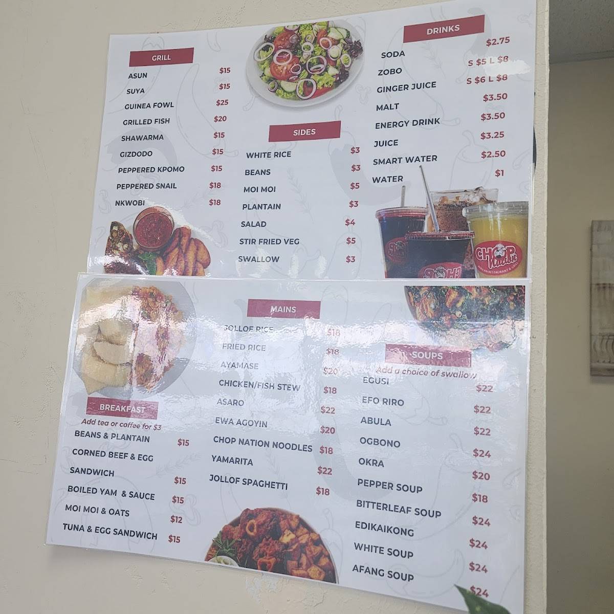 Menu at Chop Nation Restaurant and Grill, Conroe