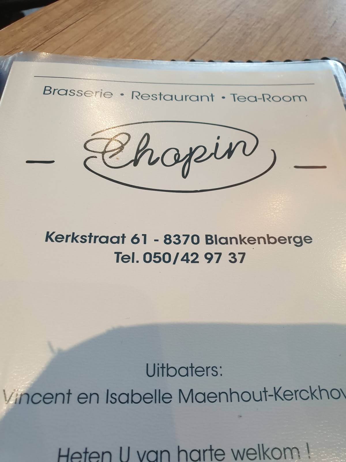 Speisekarte von Chopin, Blankenberge