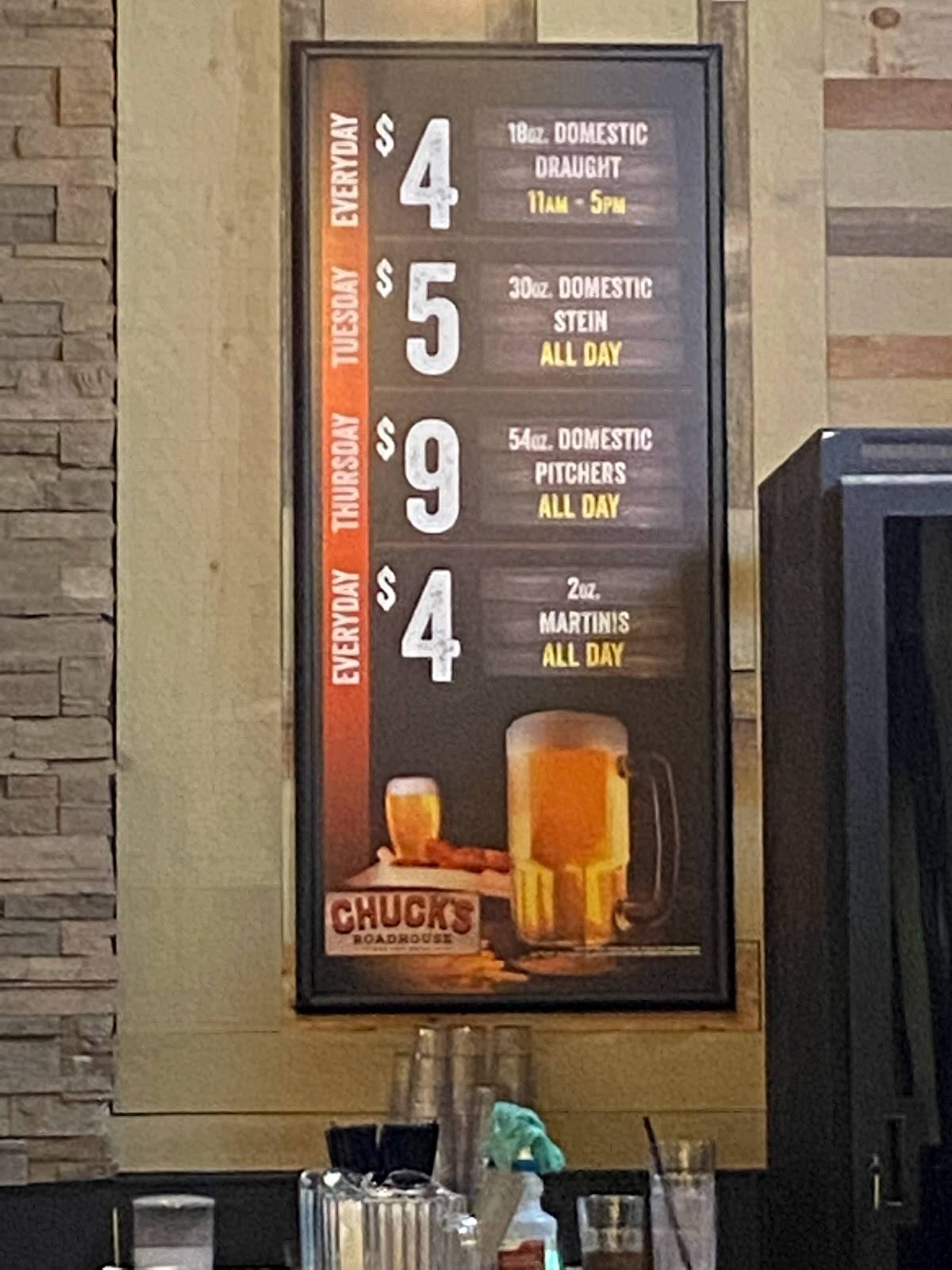Menu at Chuck's Roadhouse Bar & Grill, Waterloo