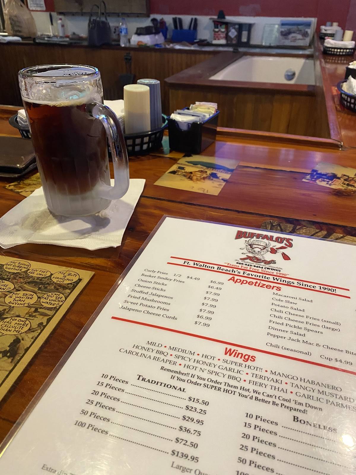 Menu at Buffalo's Reef restaurant, Fort Walton Beach