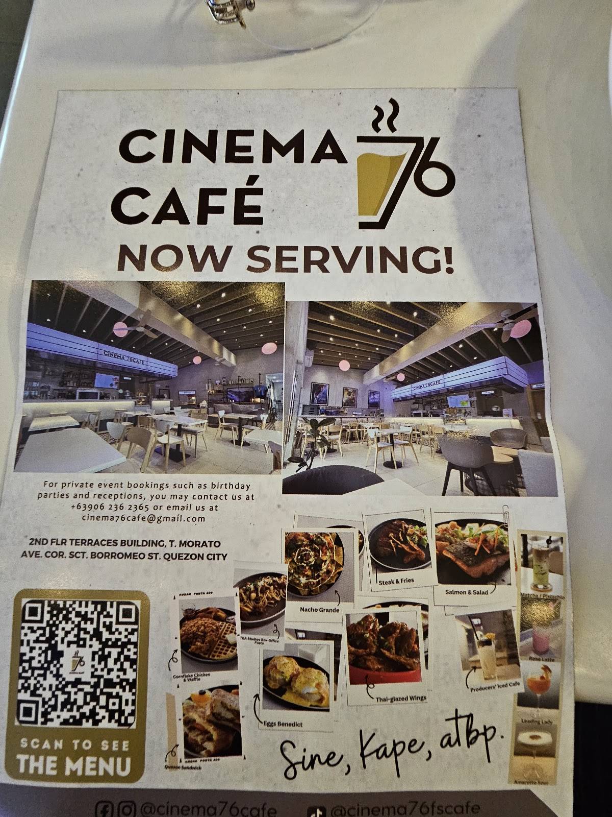 Menu at Cinema '76 Cafe, Quezon City, T. Morato Ave