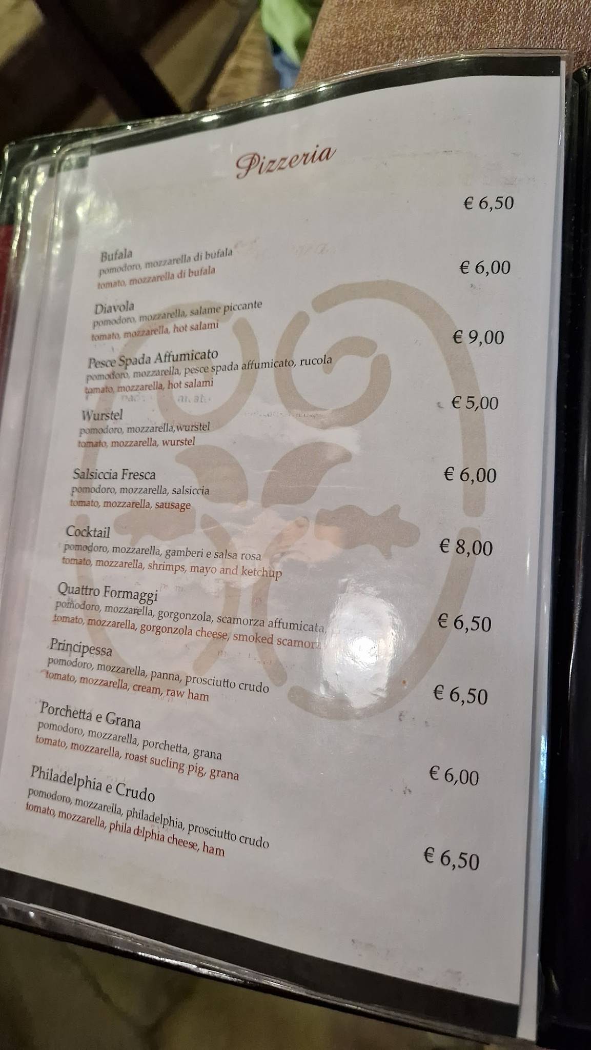 Speisekarte von Il Capriccio restaurant, Cisternino
