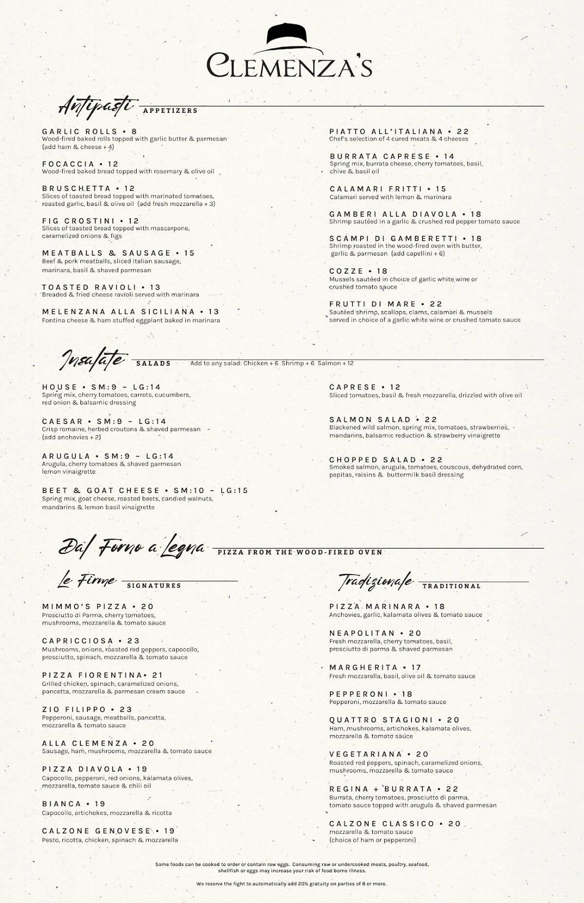 Menu at Clemenza's at Uptown pizzeria, Fort Walton Beach, 75 Eglin Pkwy ...