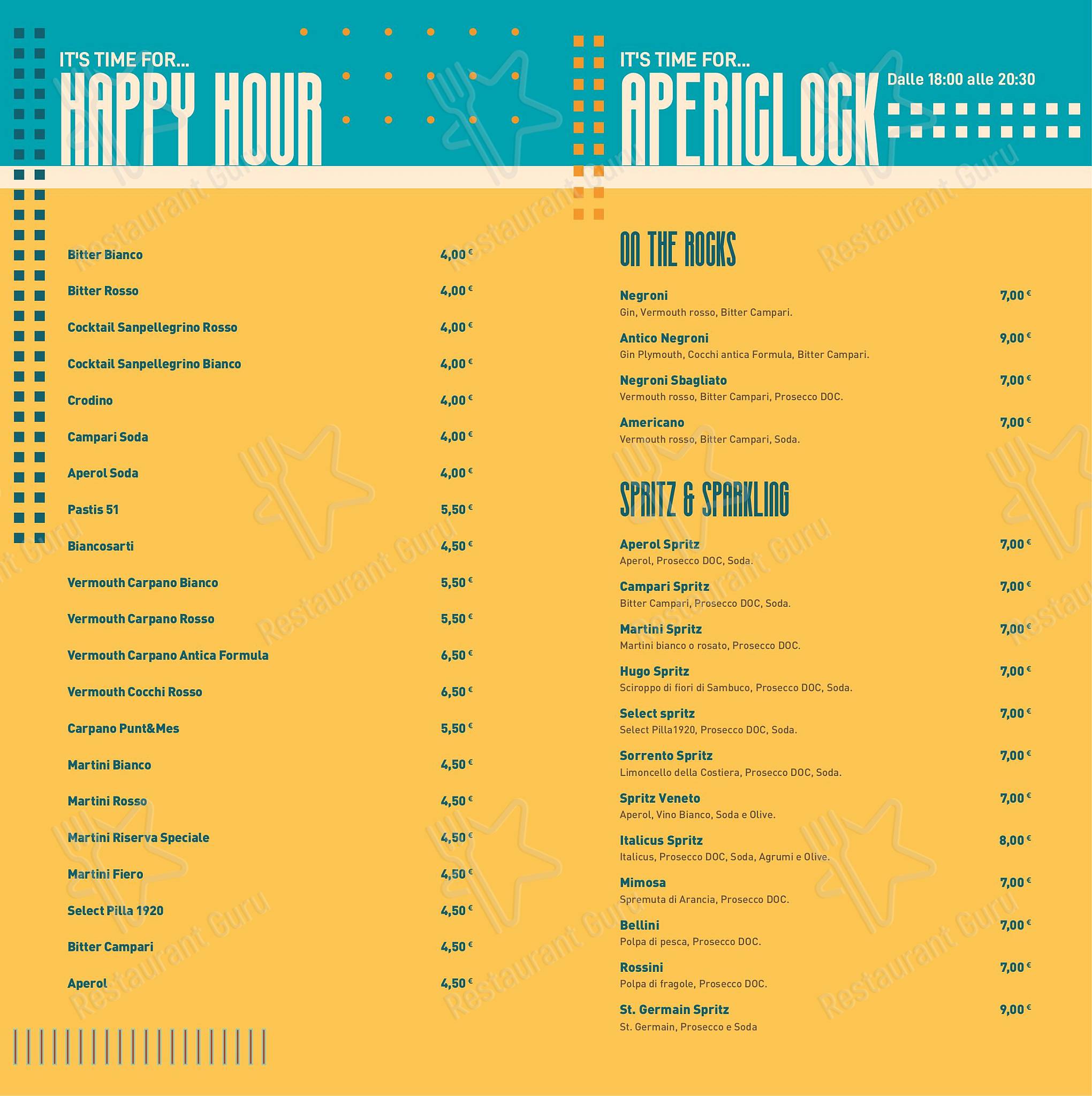 Clock bar menu store