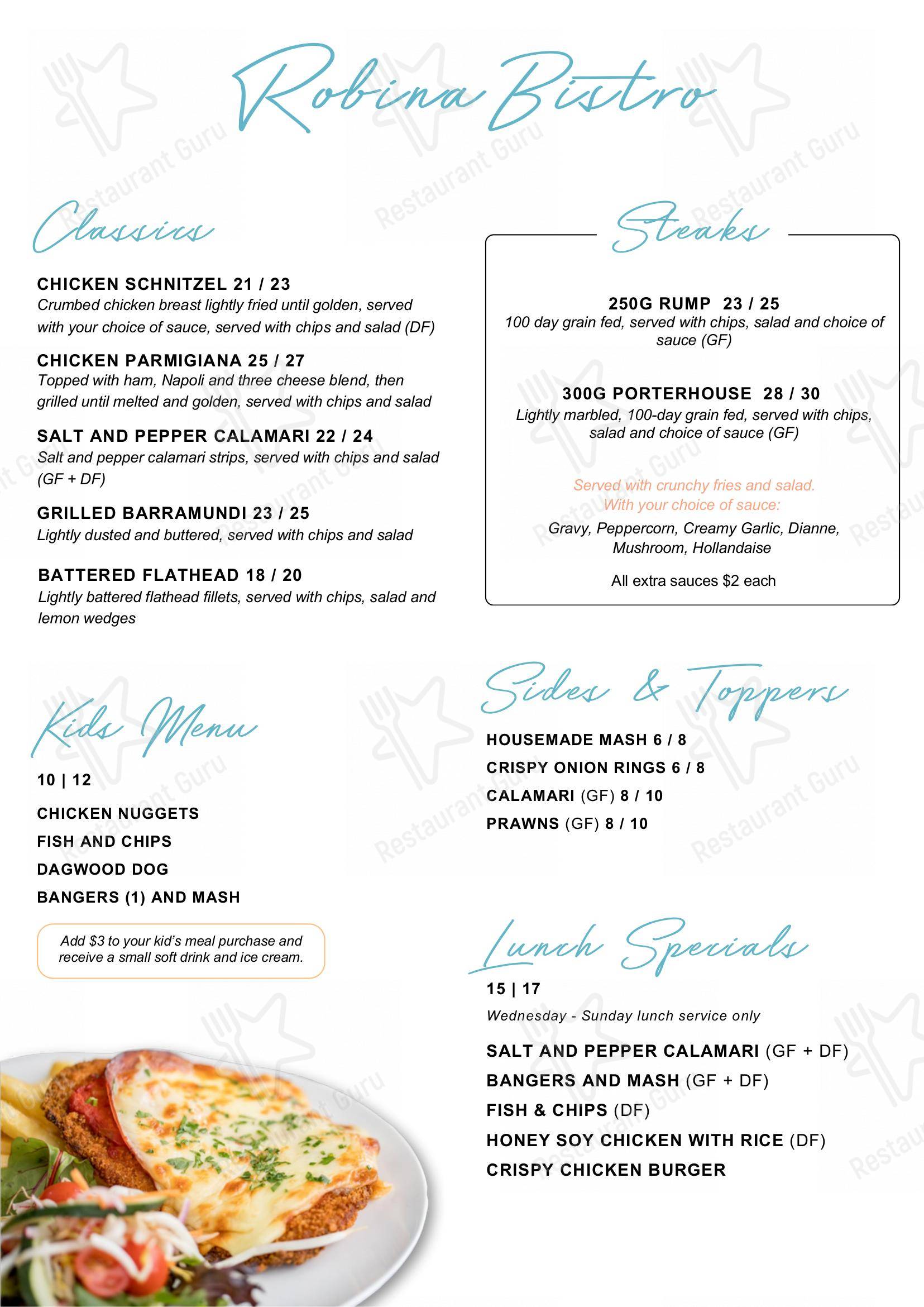 Menu at Club Robina, Robina