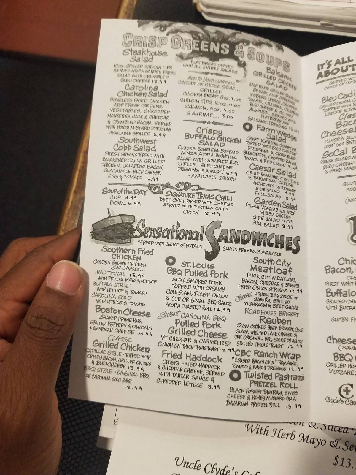Menu at Clyde’s Grill and Bar, Walpole, 642 Providence Hwy