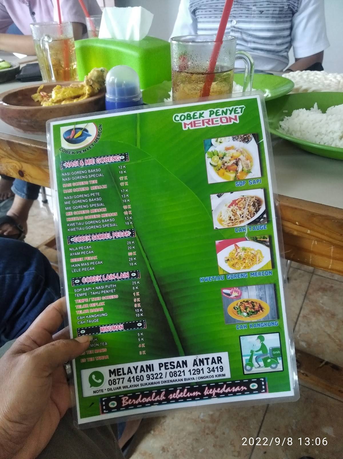 Carta del restaurante Cobek Penyet Mercon, Bekasi