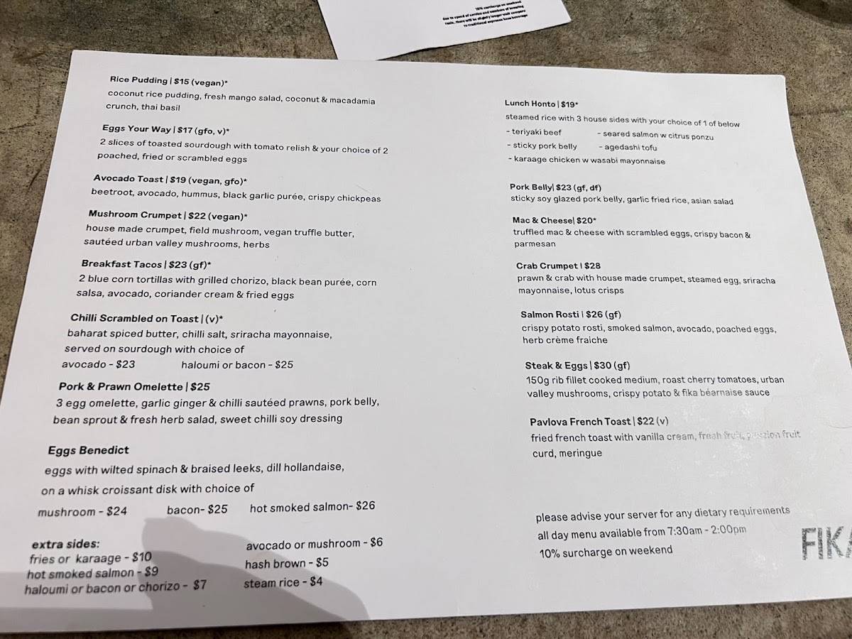 Menu at Coffee Anthology cafe, Brisbane City, 155 Charlotte St