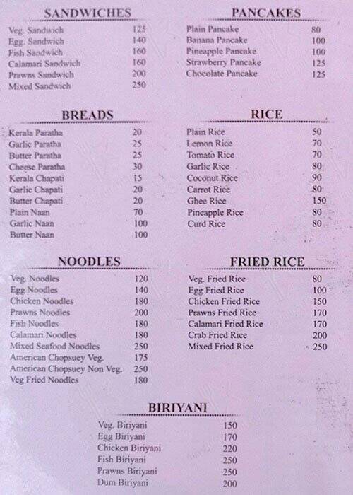 Menu at Coffee Tree, Ernakulam, Centre Square