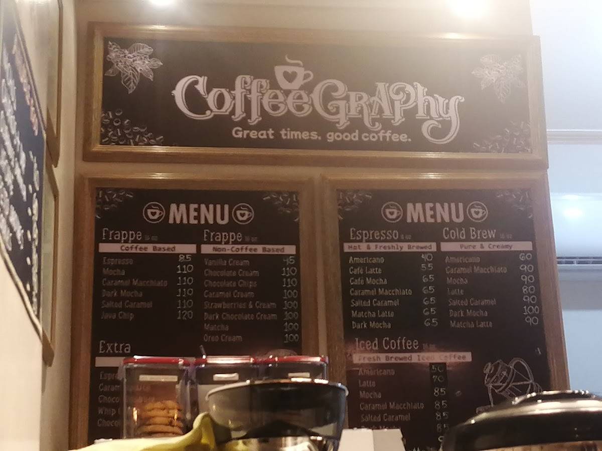 Menu at CoffeeGraphy cafe, Santa Rosa