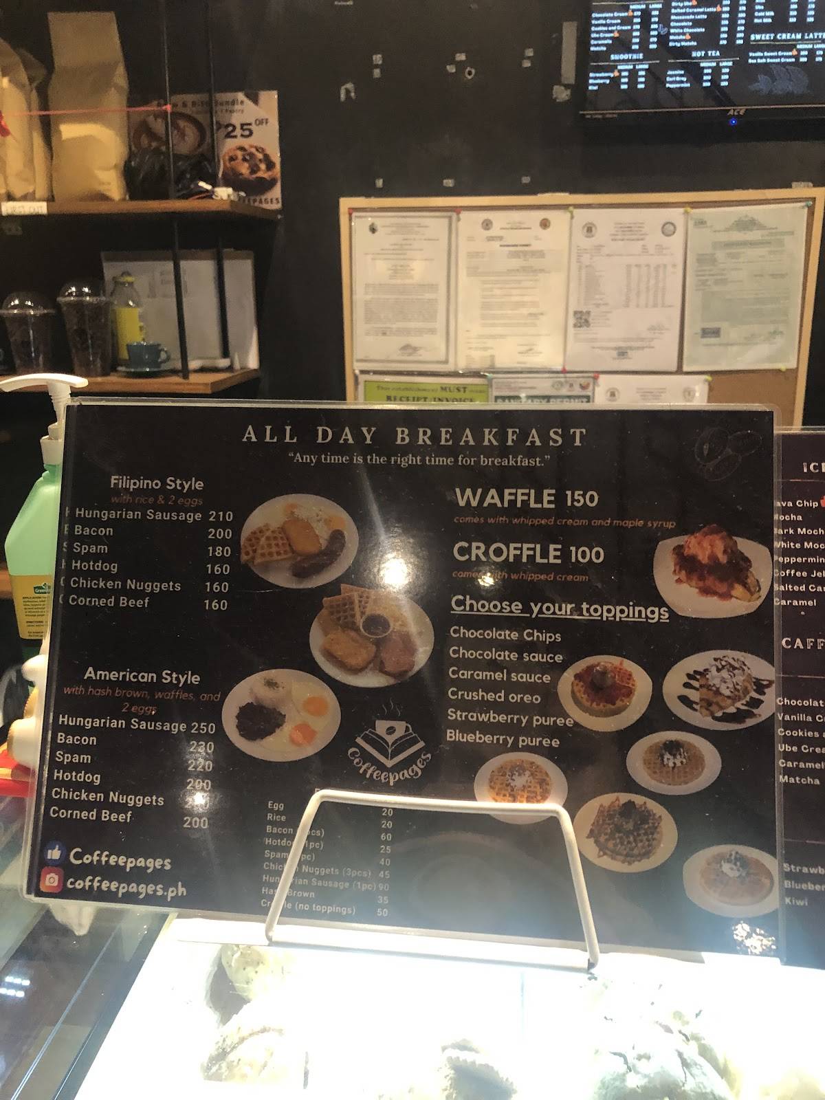 Menu at Coffeepages UST P.Noval, Manila