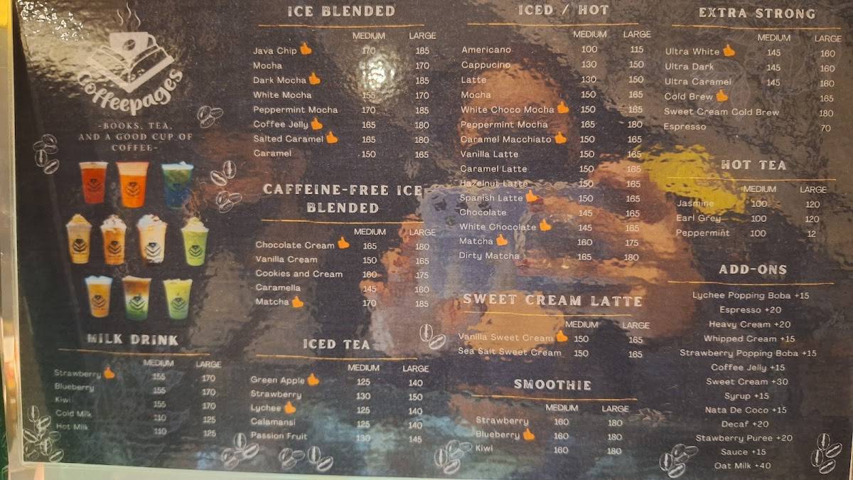 Menu at Coffeepages UST P.Noval, Manila