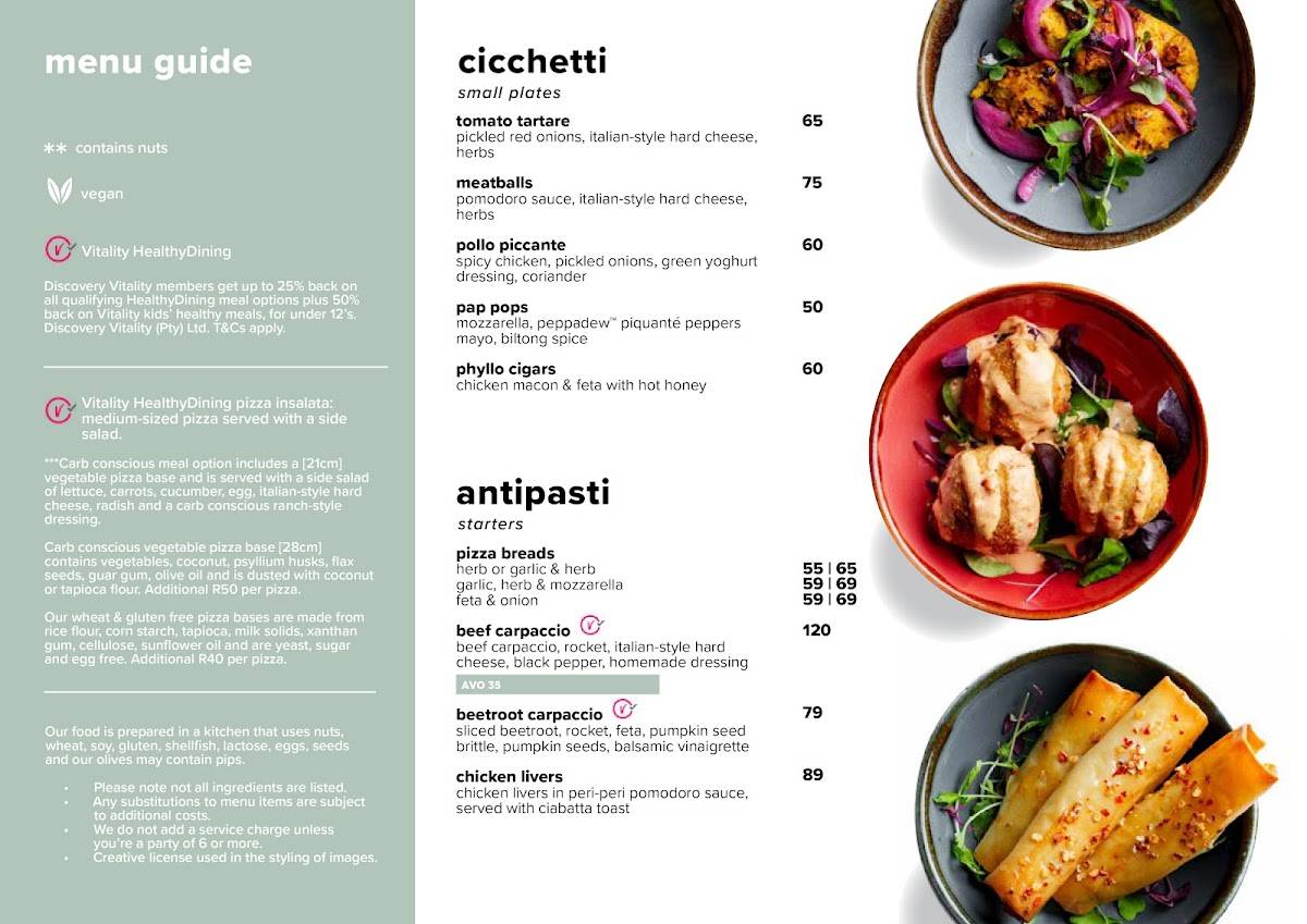 Menu at Col'Cacchio Florida Road restaurant, Berea