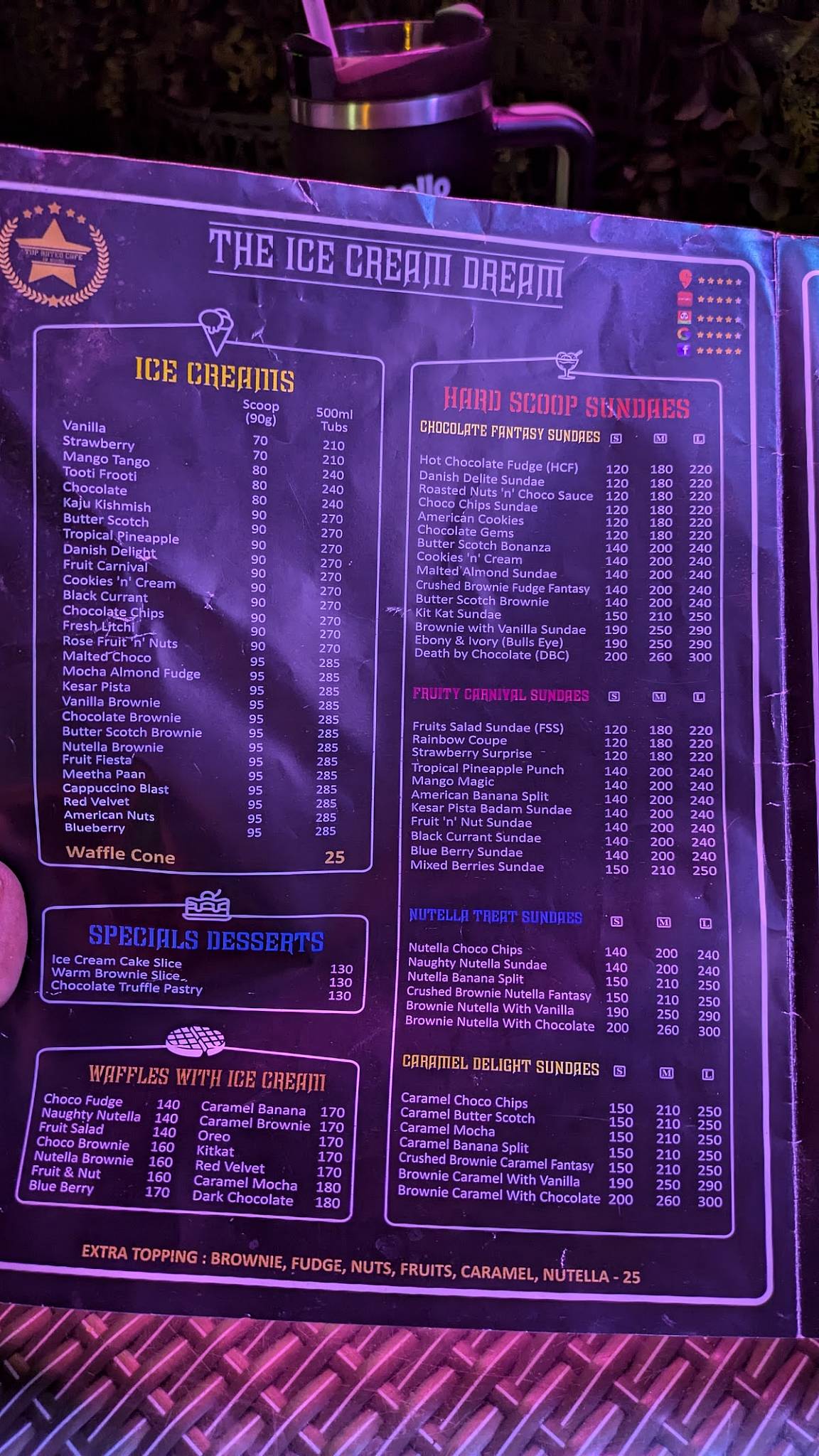 Menu at Cold Rock Cafe, Noida, Metro Station