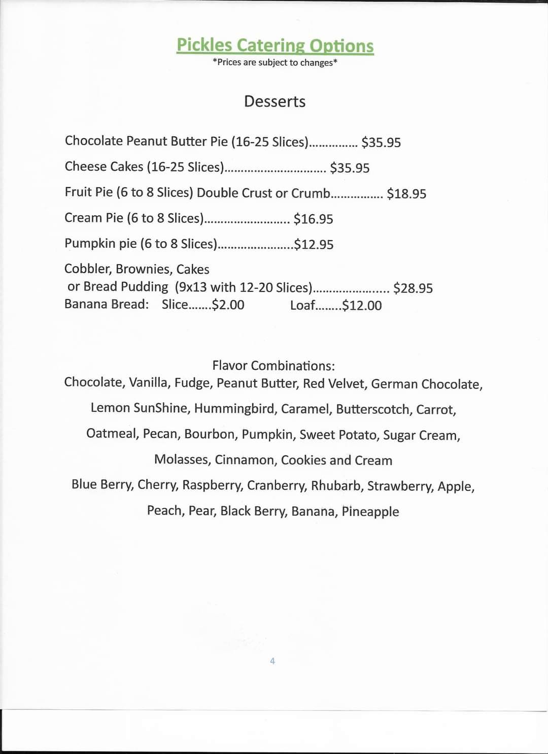 Menu at Pickles Cafe, Columbia City