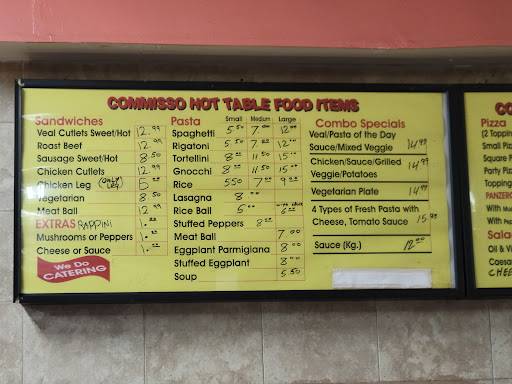 Menu at Commisso Bros. & Racco Italian Bakery, Toronto, 8 Kincort St
