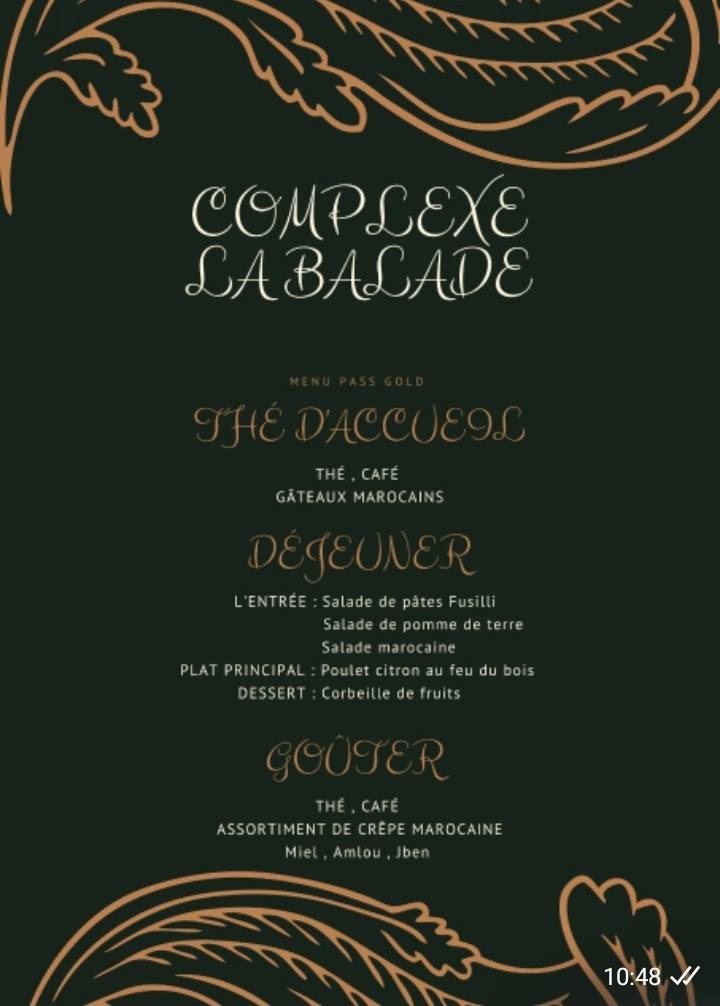 Carta de Complexe la balade Casablanca, Bouskoura