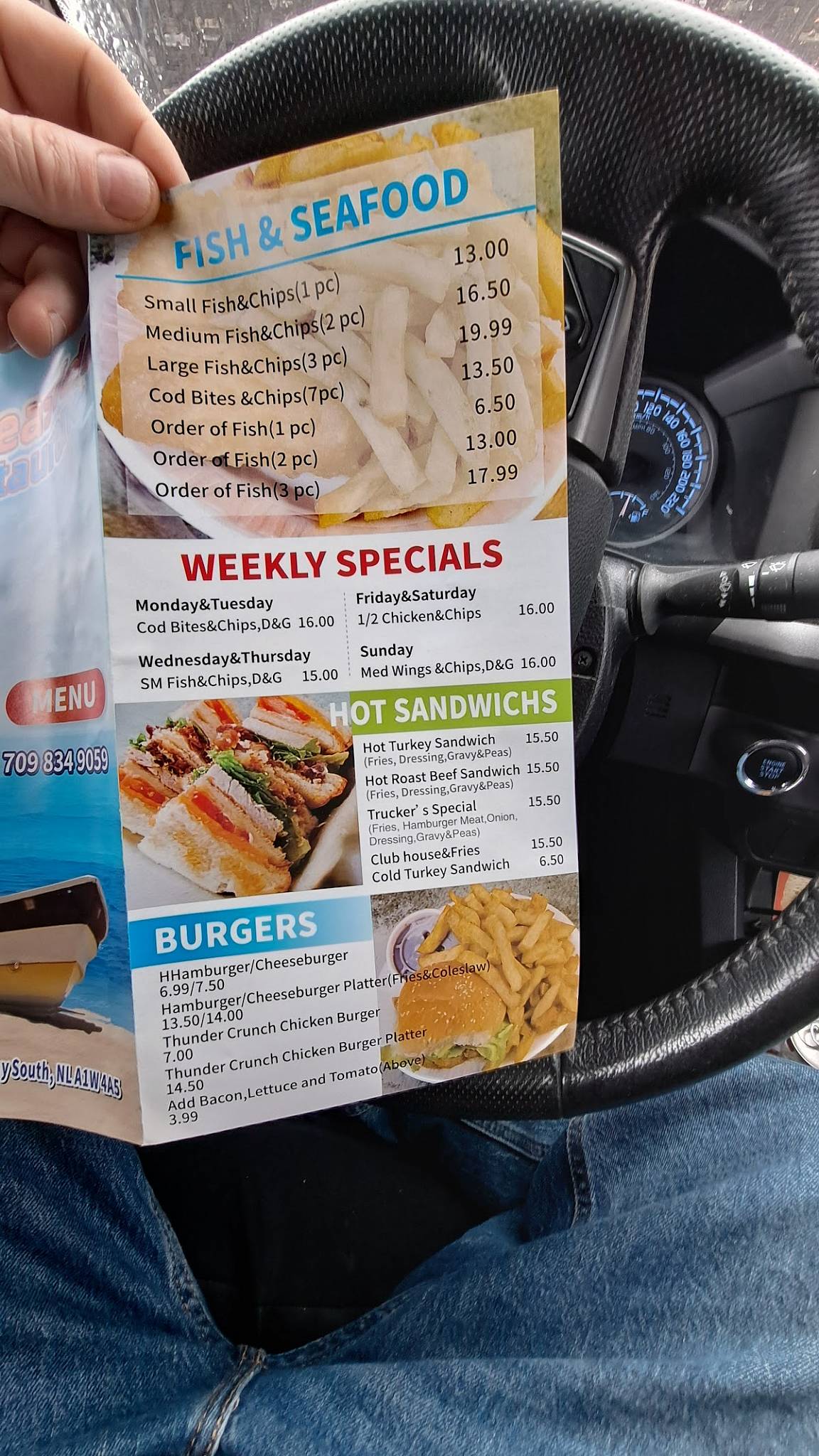 Menu at Seaside Restaurant, Conception Bay South