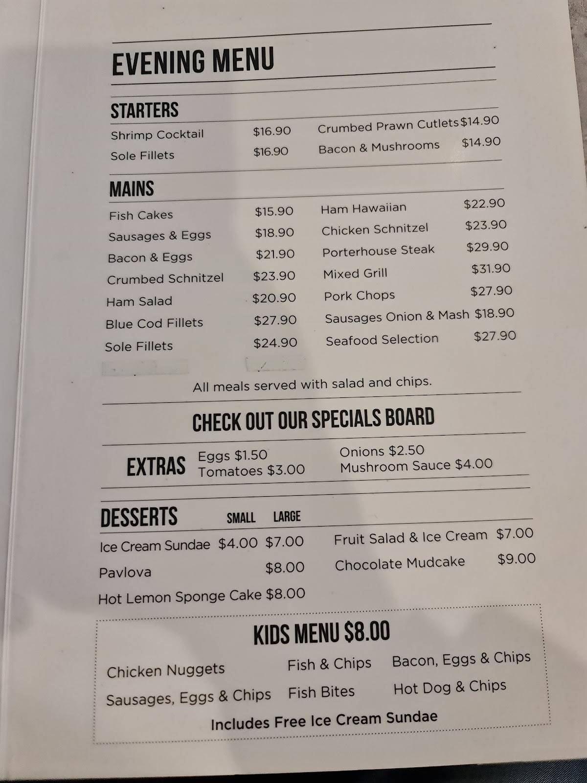 Menu at Concord Inn restaurant, Dunedin, Concord Shopping Centre 12 ...